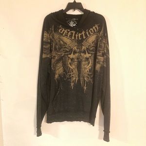 Affliction Shirts | Mens Hoodie Reversible L Xxl Nwt | Poshmark